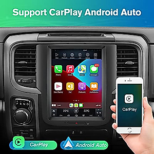 Car Stereo for Dodge Ram 2013-2018 1500 2500 3500, 10.4 Inch T-Style Android System Touch Screen Multimedia Player 4G+64G Built in Carplay Android Auto Navigation WiFi Bluetooth SWC HDMI Output