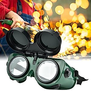 Flip-Up Front Welding Goggles, Safety Eye Protection Welder Goggles with 50 mm Lens, Protective Glasses Used for Welding, Soldering, Torching, Brazing & Metal Cutting