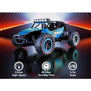 RACENT Remote Control Car, 2.4Ghz High Speed 20KPH RC Cars for Boys, 1:16 Scale All Terrain Monster Truck Off Road RC Truck (Green and Blue)