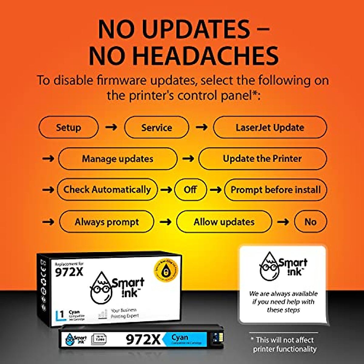 Smart Ink Compatible Ink Cartridge Replacement for HP 972X 972 X (Cyan) to use with PageWide Pro 477dw 577dw 452dw 477dn 452dn 577z 552dw P55250dw Printers