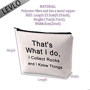 LEVLO Funny Geologist Gifts That's What I Do I Collect Rocks and I Know Things Makeup Bags Geology Rock Collector Bags (I Collect Rocks)
