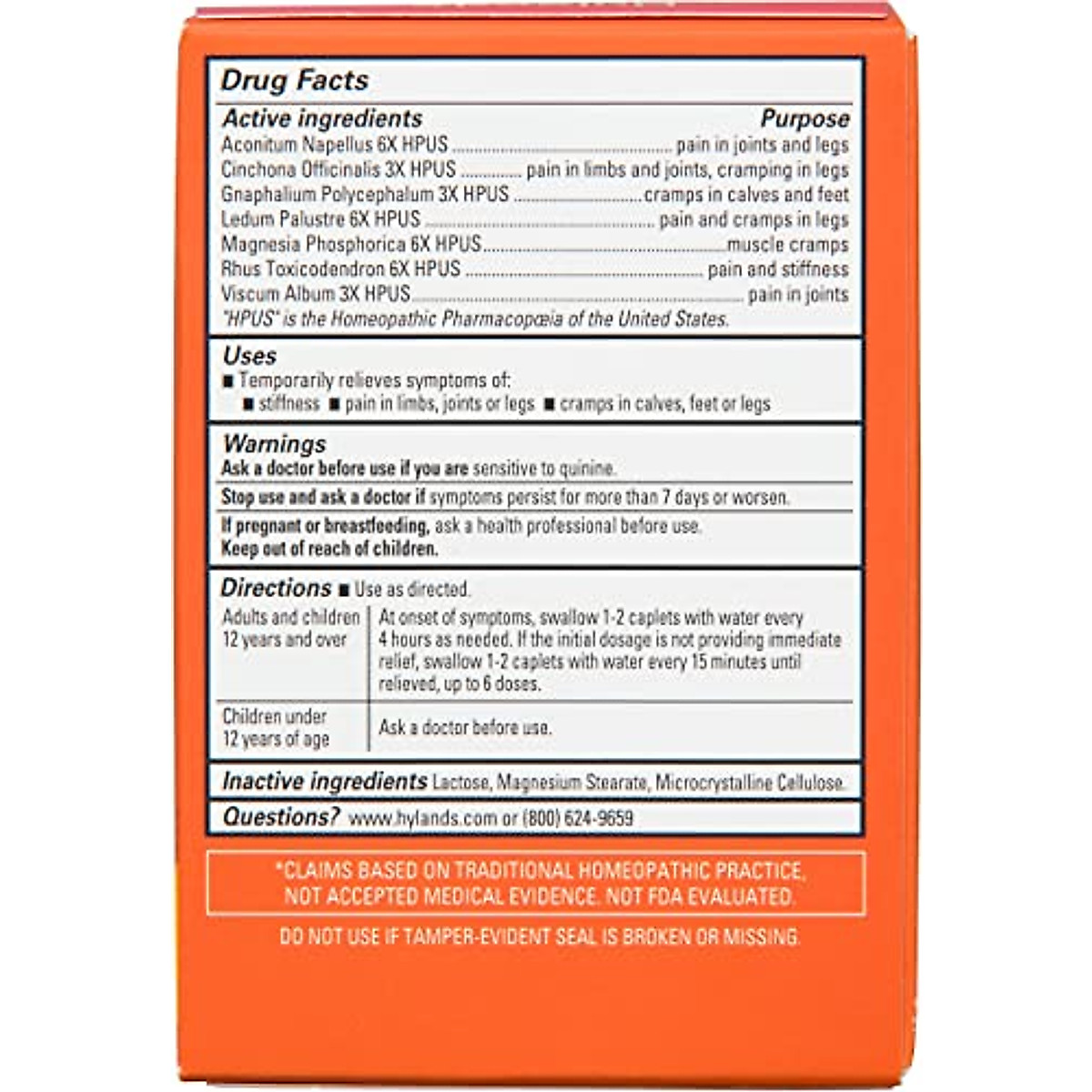 Hyland's Naturals Leg Cramps Caplets, Natural Relief of Calf, Leg and Foot Cramp, 40 Count Caplet