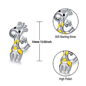 Cute Giraffe Earrings 925 Sterling Silver Giraffe Stud Earrings Hypoallergenic Animal Earrings Giraffe Jewelry Gifts for Women Daughter