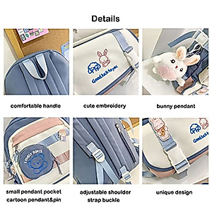 ZFOFLIK Kawaii Backpack with Cute Pin and Accessories Japanese Backpack for School Bags for Girls Bookbags for Women-blue
