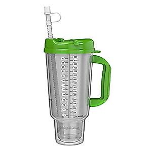 32 oz Double Walled Hospital Mug with Straw - Car Mug Fits in Most Cup Holders | Travel Mug (Green Apple)