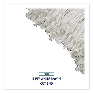 Boardwalk 724Rea Cut-End Lie-Flat Wet Mop Head, Rayon, 24Oz, White