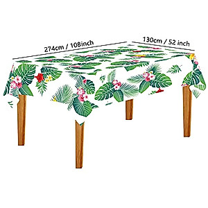 UOMNICUE Hawaii Luau Palm Leaves Tablecloth Party Decorations, 2 Pack Disposable Waterproof Plastic Hawaii Table Covers Rectangle Green Palm Leaves Table Cloth for Beach Hawaii Party Decoration