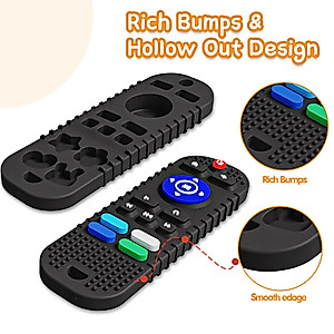 Scuwtocn 2 Pack Silicone Baby Teething Toys for Babies 6-12 Months, Remote Control Shape , BPA Free Baby Teethers Relief Soothe Chew Toys for Toddlers Boy Girl - Black & White