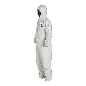 DuPont Tyvek 400 TY127S Individually Packed Disposable Protective Coverall with Hood and Elastic Cuff for PPE Vending Machines, White, Large (Retail Pack of 1)