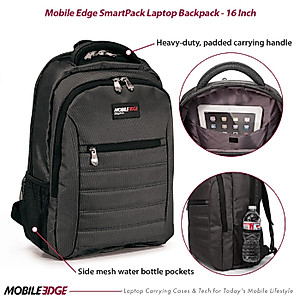 Mobile Edge Charcoal SmartPack 16 Inch Laptop Backpack with Separate Padded Tablet Pocket, Lightweight Design for Men, Women, Students MEBPSP5