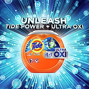 Tide PODS 4 in 1 Ultra Oxi Laundry Detergent Soap PODS, High Efficiency (HE), 61 Count