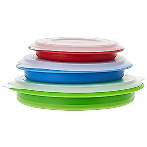 Progressive International CB-20 Storage Bowls with Lids, Set of 3, teal, green and red