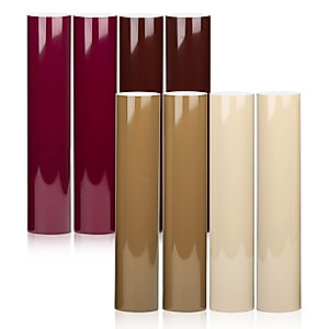 Gatichetta Earth Tones Heat Transfer Vinyl Bundle, Iron on HTV 12" x 12"/8-Sheet, Smooth PU HTV for T-Shirts, Fabris, DIY Designs, Cream/Camel/Brown/Wine Red