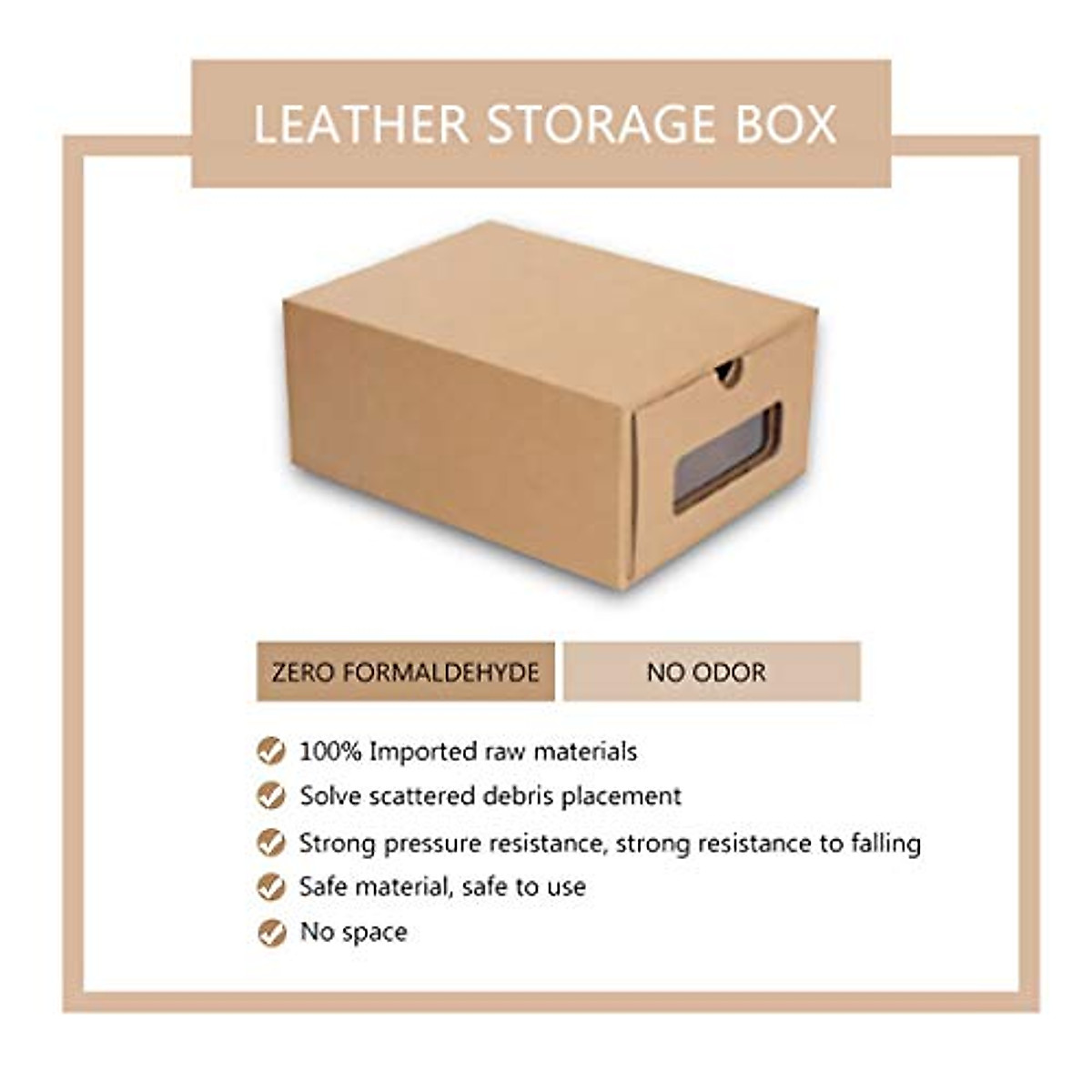 AVEO Shoe Rack Transparent Cowhide Paper Box Thickened Kraft Cardboard Box Transparent Drawer Shoebox Receptacle Box Paper Storage Shoe Cabinet (Color : A)