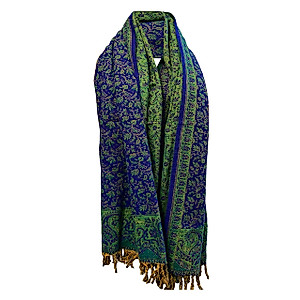LUXURY BLUE GREEN FLORAL HANDMADE BLACK BEIGE FASHION Scarf Yak Wool comfortable soft scarf Shawl Blanket stole unisex Travel Wrap Meditation Soft gift for her