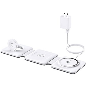 Charging Station for Apple Multiple Devices - 3 in 1 Foldable Magnetic Wireless Charger Dock - Travel Charging Pad for iPhone 15 14 13 12 Pro Max Plus Watch & Airpods