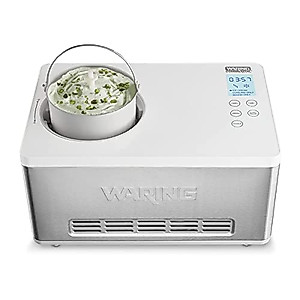 Waring Commercial WCIC20 2 Quart Capacity Ice Cream Maker with Built in Compressor, 180W, 120V, 5-15 Phase Plug