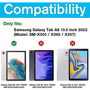 ProCase Smart Case for Galaxy Tab A8 10.5 Case with Tempered Glass Screen Protector(SM-X200 X205 X207), Slim Stand Hard Shell Protective Smart Cover for Galaxy Tab A8 10.5" Tablet 2022 -Black