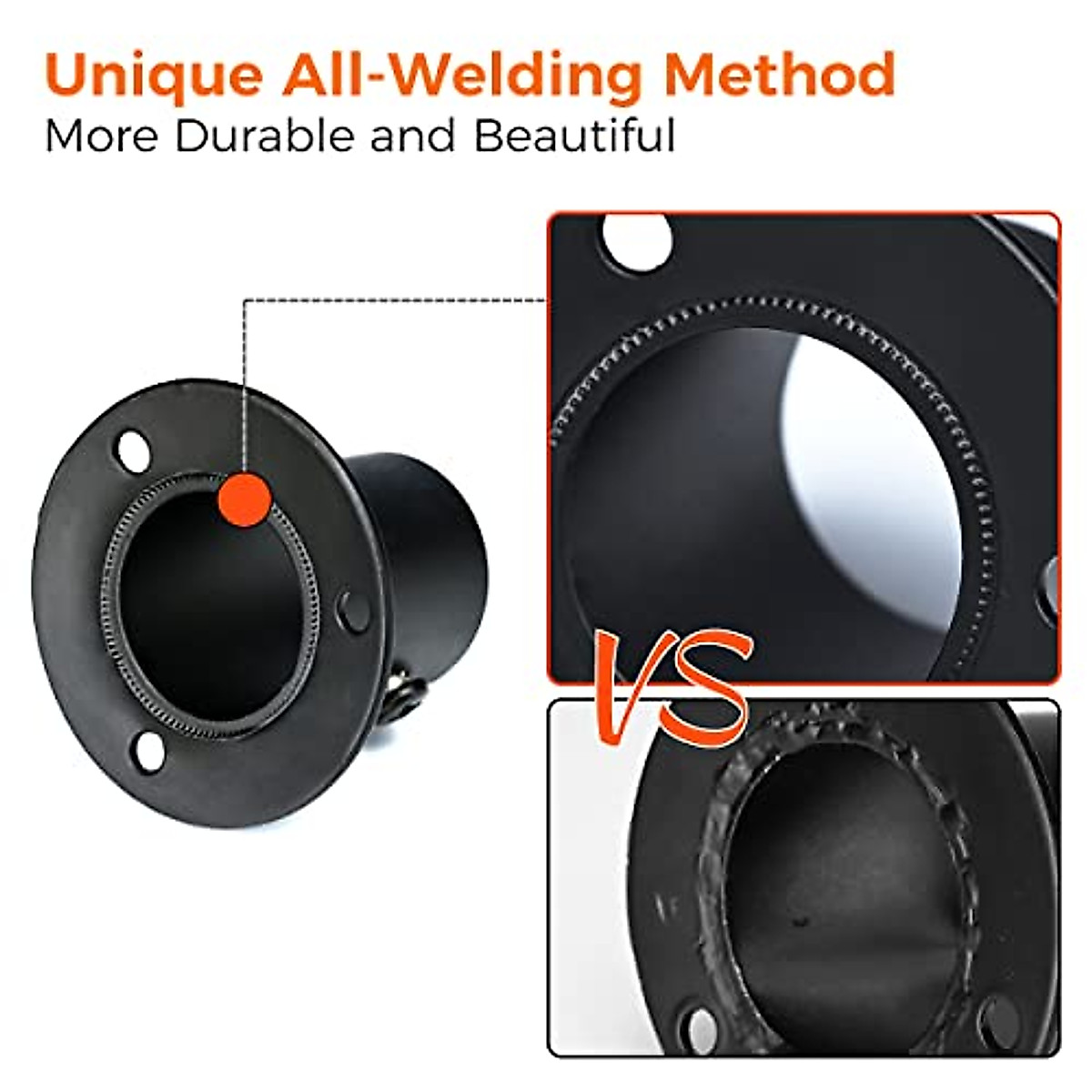 KOVOSCH 4 Pack Stainless Steel Closet Rod Brackets, 1 Inch Heavy Duty Closet Rod Holders, High Flange Closet Pole Sockets Flange Rod End Support with Adjustable Screws, Black