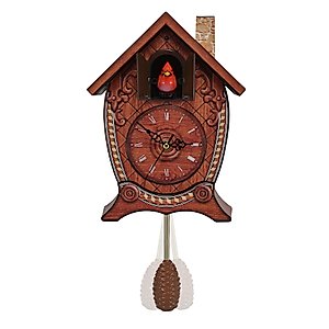 Mark Feldstein & Associates Traditional Chalet Style Singing Cardinal Tabletop Wall Sound Cuckoo Clock