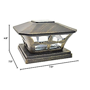 iGlow 8 Pack Vintage Bronze Garden 6 x 6 Solar SMD LED Post Deck Cap Square Fence Light Landscape Lamp PVC Vinyl Wood