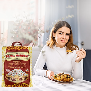 Prime Harvest Basmati Rice 10lbs Parboiled Premium Sella - Extra Long Grain, 10-Pound rice bag, Non-Sticky | Aged and Authentic | White