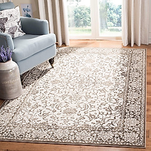 SAFAVIEH Noble Collection Area Rug - 5'1" x 7'6", Brown & Creme, Distressed Viscose Design, Ideal for High Traffic Areas in Living Room, Bedroom (NBL659-5280)