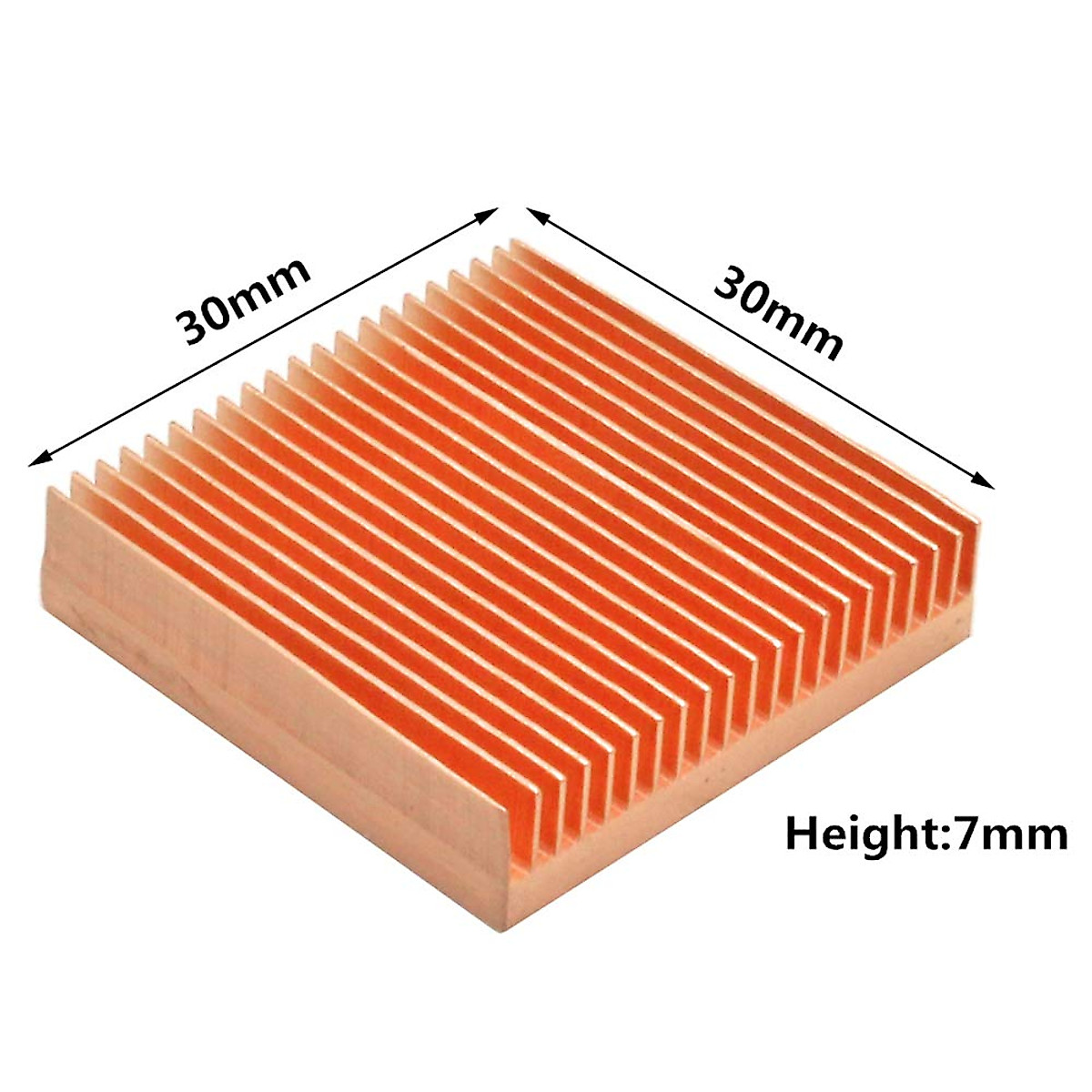 Pure Copper Heatsink 30x30x7mm / 1.18x1.18x0.28 inches for Electronic Chip Cooling
