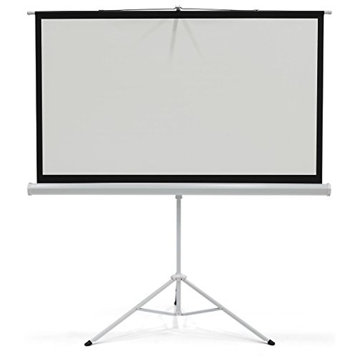 Displays2go 63 x 36 Inch Projector Screen with Height Adjustable Tripod Stand – Black (PRSTRI72)