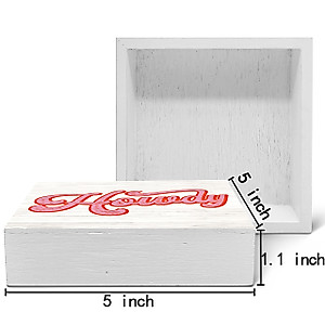 SRADMO Hot Pink Howdy Preppy Wood Box Sign Desk Decor，Retro Western Cowgirl Wooden Block Box Sign Decoration For Western Home Office Shelf Table Decor