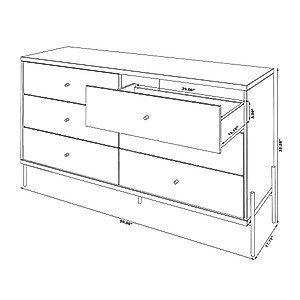 Manhattan Comfort Joy Wood 6 Drawer Double Dresser in Red