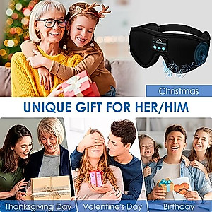 Sleep Eye Mask Bluetooth Headphones - 3D Bluetooth 5.2 Headband Sleeping Headphones Comfy Side Sleeping Cool Tech Gadgets Stocking Stuffers for Men Women Wife Husband Dad Mom Father Mother Teens