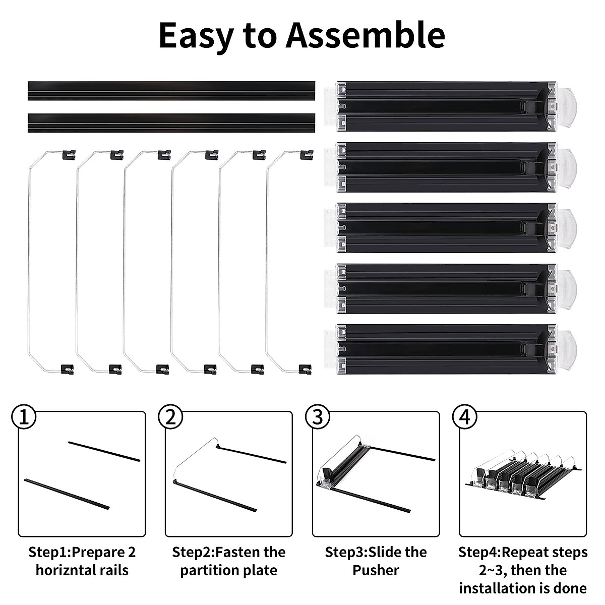 Drink Organizer for Fridge, Self-Pushing Soda Can Dispensers, Width Adjustable, 12oz 16oz 20oz Refrigerator Drink Organizer for Fridge-Holds up to 20 Cans (5 Row,12.2 Inch)