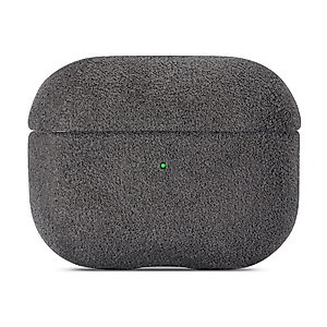 Akantra Alcantara Case Compatible with Apple AirPods Pro 2, Handmade Fully-Wrapped Synthetic Suede AirPods Pro2 Cover, Scratch Resistant Microfiber Cushion (Black 9052)