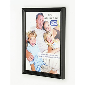 Displays2go Wooden Photo Frames for 8.5 x 11 Inch Prints in Portrait or Landscape, for Tabletop or Wall Use, Black - Set of Six