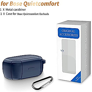 WQNIDE Case for Bose QuietComfort Earbuds 2020, Soft Silicone Cover Protective Skin Sleeve Scratch Shock Resistant with Carabiner (Blue)