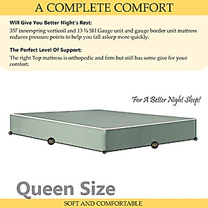 Mayton 8-Inch Firm Double sided Tight top Waterproof Vinyl Innerspring Mattress 8" Wood Box Spring/Foundation Set, With Frame, Queen