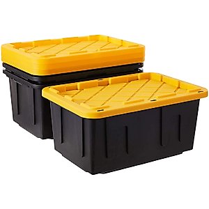Extreme Duty 17 Gal. Tough Storage Bin in Black 4 Pack with Lids