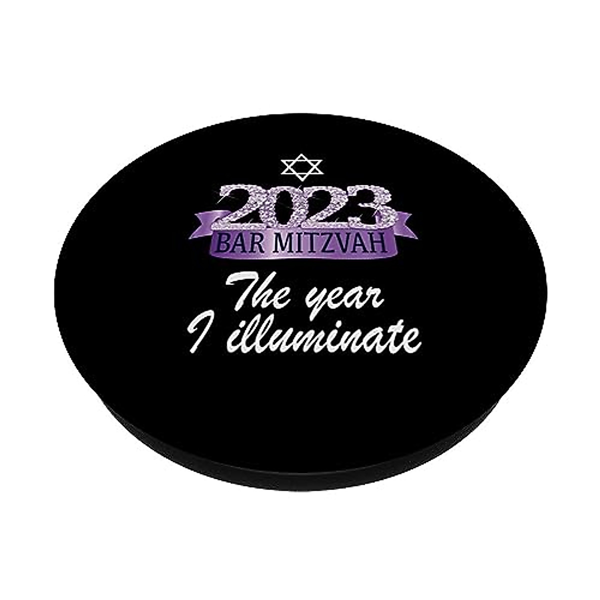 2023 Bar Mitzvah Quote Festive Black Purple Decor PopSockets Standard PopGrip