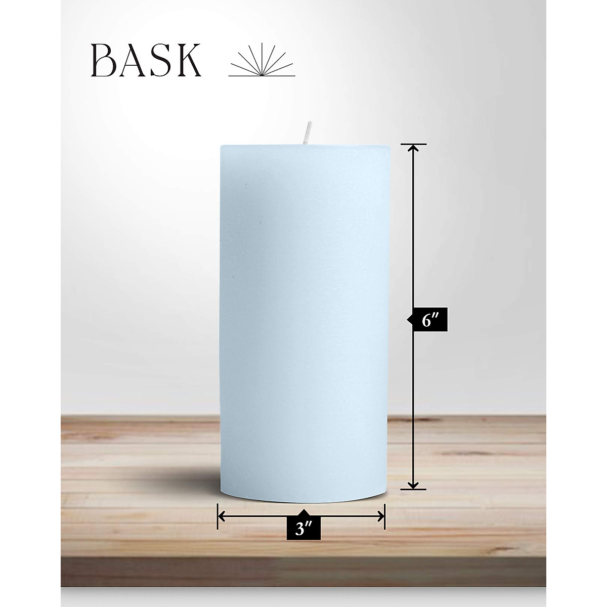 Mottled Pillar Candles by Bask - Set of 6-3" x 6" Dripless Unscented Candles in Light Blue for Home Decor, Relaxation & All Occasions