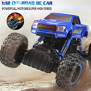 Double E RC Cars Remote Control Car 1:12 Off Road Monster Truck for Boy Adult Gifts,2.4Ghz All Terrain Hobby Car,4WD Dual Motors LED Headlight Rock Crawler