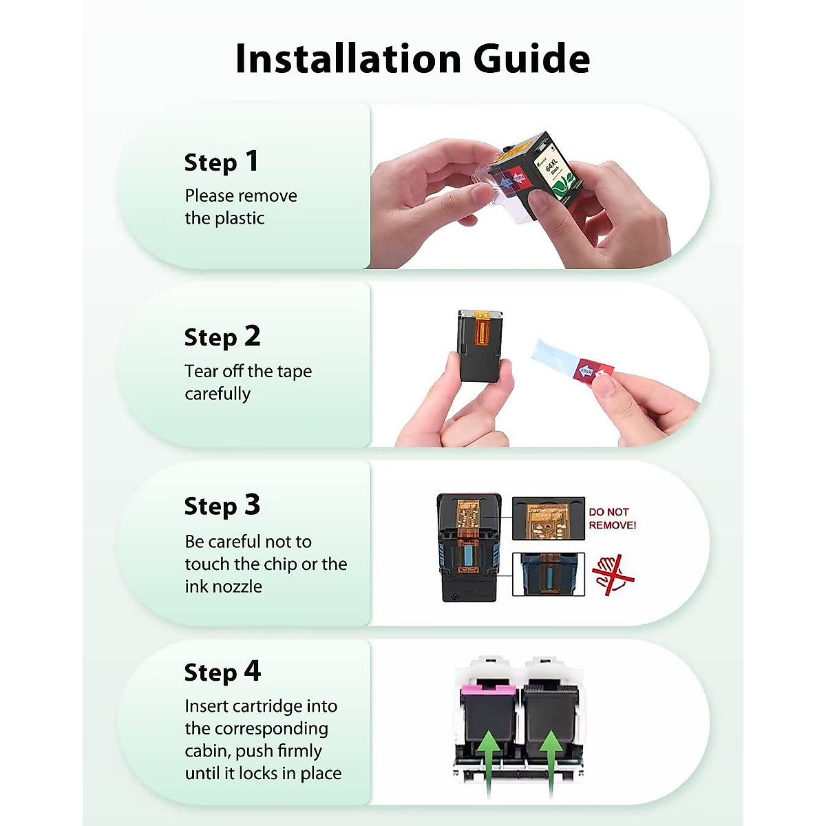 64XL Black Ink Cartridges Black Compatible for HP 64 XL Work with HP Envy Photo 7855 7858 7155 6255 6252 7100 7800, HP Envy Inspire 7900e 7950e Tango Series Printer (2 Pack)