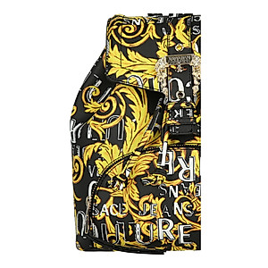 Versace Jeans COUTURE WOMEN'S BLACK BACKPACK WITH BAROQUE LOGO PRINT AND ICONIC BUCKLE 74VA4BF8ZS597