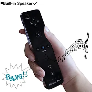 Wii Remote Controller (2 Pack) with Motion Plus Compatible with Wii and Wii U Console Wii Remote Controller with Shock Function (Black+Dark Blue)