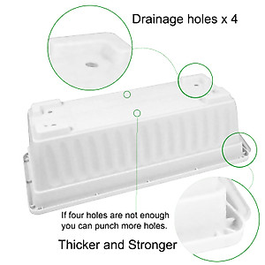 Niiiice 8 Packs 17 Inch White Plastic Flower Window Box Vegetable Planters with Trays, Rectangular Planter Planters with 10 Pcs Plant Labels (White)…