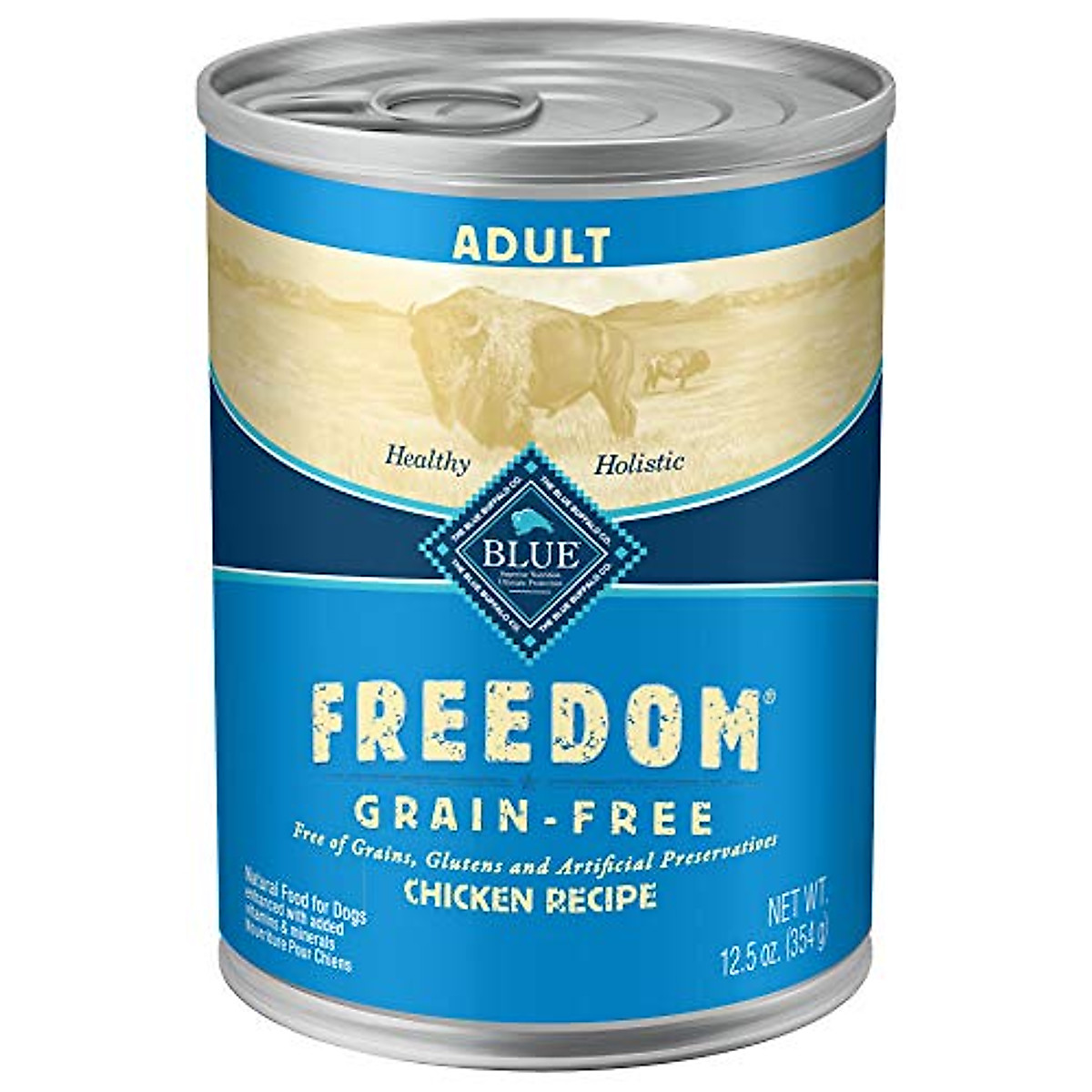 Blue Buffalo Freedom Grain Free Natural Adult Wet Dog Food, Chicken 12.5oz cans (Pack of 12)