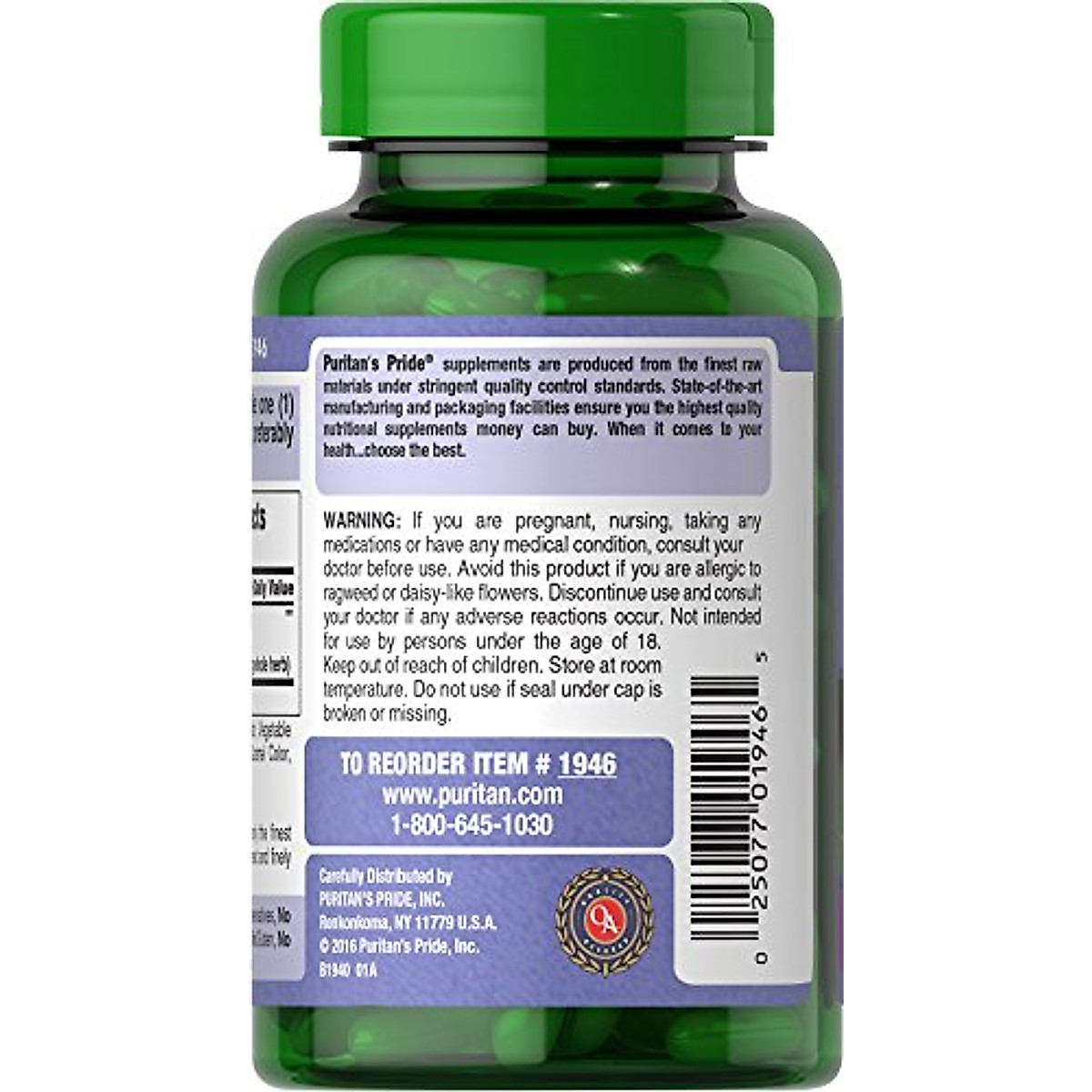 Puritans Pride Milk Thistle 4:1 Extract 1000 Mg (Silymarin) Softgels, 180 Count
