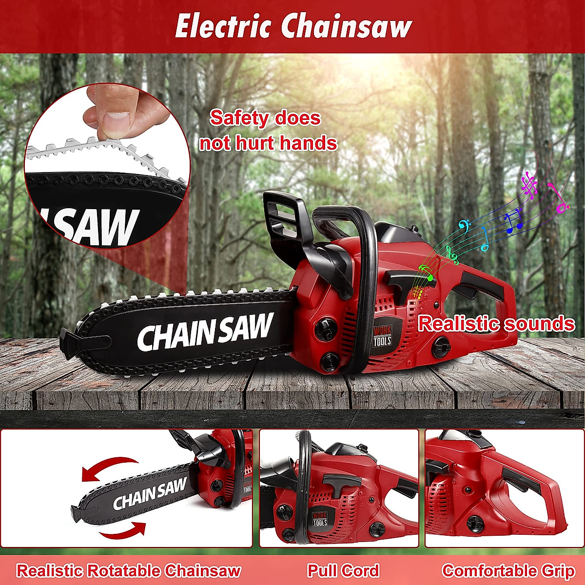 Awefrank Kids Tool Set 36 PCS, Toddler Tool Set with Toy Chainsaw Electronic Toy Drill with Realistic Sounds, Pretend Play Kids Tool Box, Power Tools Kit for Toddlers Boys Girls 3+