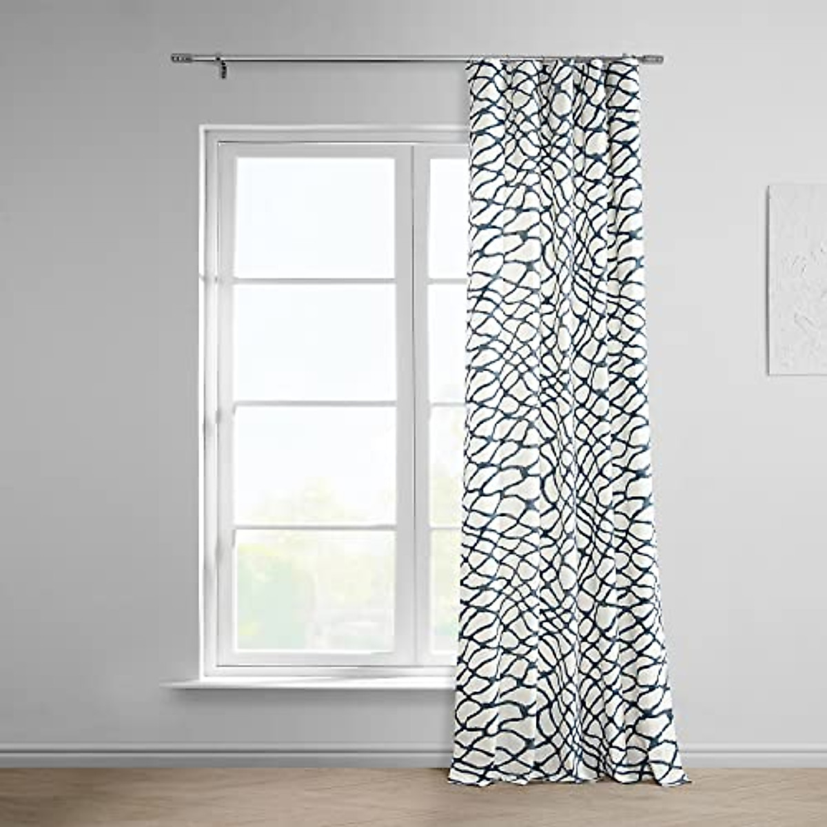 HPD Half Price Drapes Printed Cotton Twill Curtains For Room Décor 50 X 108 (1 Panel), PRTW-D50C-108, Ellis Blue