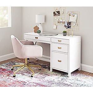 Linon White Modern Classic Side Storage Sadie Desk